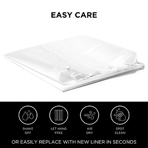 Hookless RBH14HH12 Polyester with PEVA Snap-In Shower Curtain Liner, Frosty White, 70 X 54in