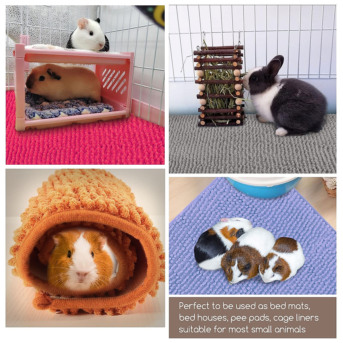 Lifeunion Guinea Pig Cage Liners, 3 Pcs Absorbent Reusable Guinea Pig Pee Pads, Non Slip Washable Guinea Pig Bedding Blanket Mat for Small Animal, Rabbit, Hamster, Bunny, Chinchilla (3pcs-grey)