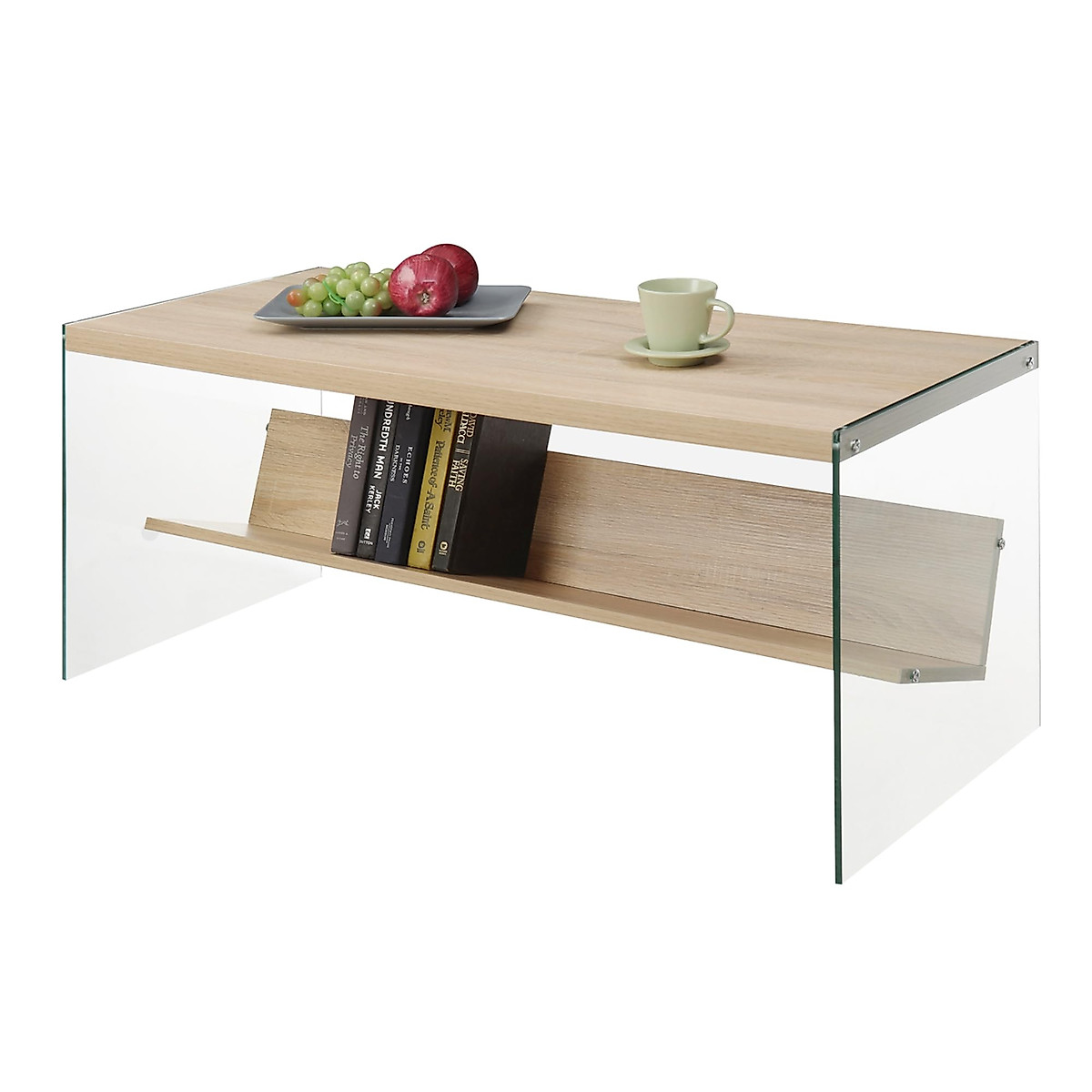 Convenience Concepts SoHo Coffee Table, Weathered White / Glass
