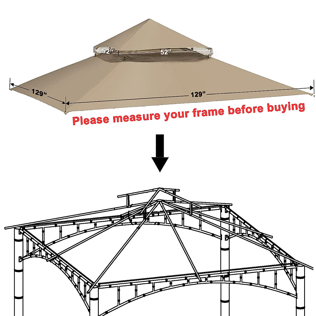 SCOCANOPY Replacement roof for Target Madaga Gazebo Model L-GZ136PST,Beige