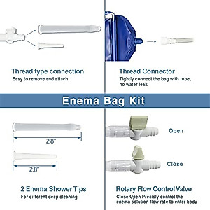 TopQuaFocus 1.8Quart Enema Bag Kit Home Coffee Enema Bag Kit for Colon Cleansing Portable Enema Bag for Colonic Cleanse 4.59 FT Hose