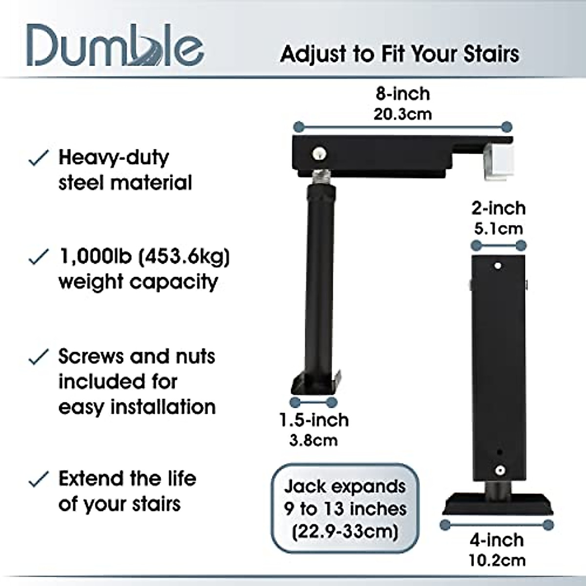 Dumble RV Camper Step Stabilizer - 9 to 13in Adjustable Camper Steps Folding Stair Leveling Jack for Travel Trailer
