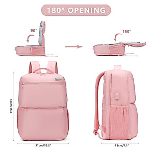 MAXTOP Travel Backpack for Women Carry On Backpack with USB Charging Port 15.6 inch Laptop Backpacks Flight Approved College Bag Casual Daypack for Weekender Business Pink