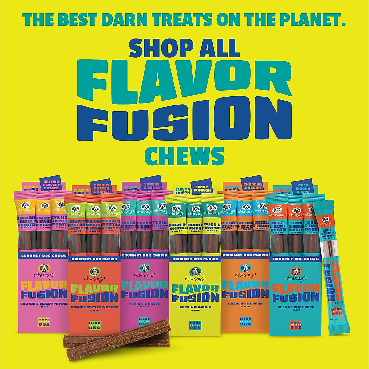 etta says! Flavor Fusion - All Natural Rawhide Free Chews for Dogs 2oz Chew - Duck and Pumpkin - Made in The USA (12 Count Pack of 1)
