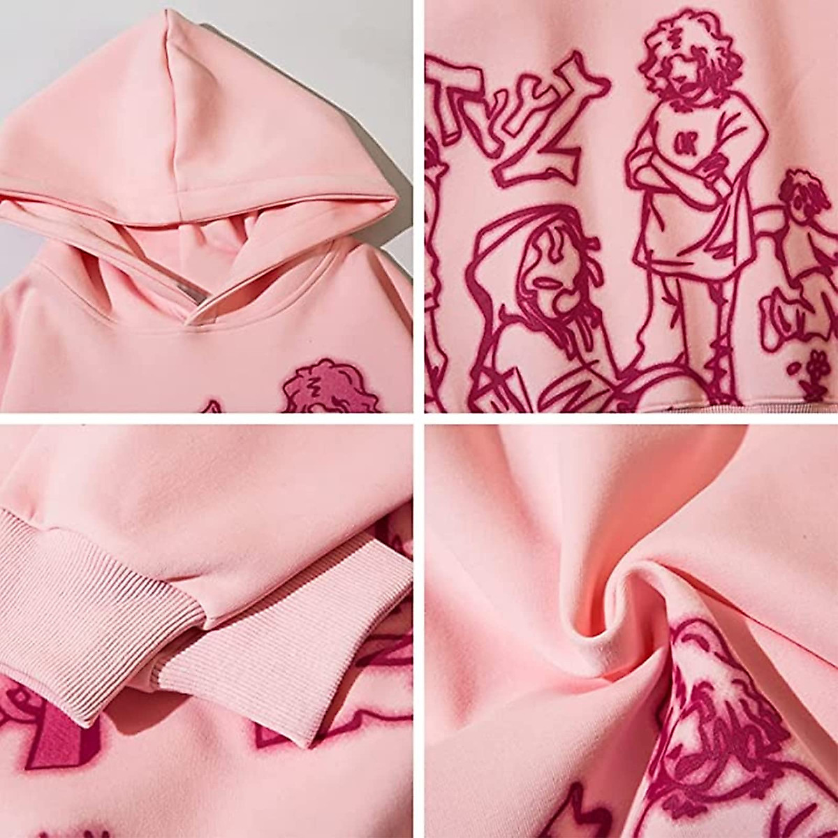 YEOU Men's Fashion Pullover Hoodie Sweatshirt Fleece Y2K Harajuku Hip Hop Streetwear Casual Sweatshirt Hooded