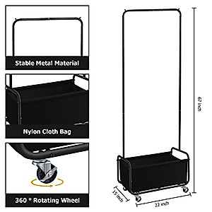 Dunatou Clothing Rack with Basket, Standard Rod Clothing Garment Rack, Rolling Clothes Organizer on Wheels for Hanging Clothes (Small, Black)