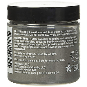 InVitamin Natural Whitening Activated Charcoal Powder for Teeth and Gums (Spearmint)