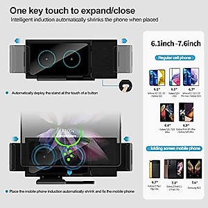 HULYVIC Z Fold 4 Car Mount Cup Holder, 15W Dual Coils Fast Charging Auto Clamping Auto Rotation 90° Air Vent Mount, Compatible for Galaxy Z Fold 4/3/Z Flip4/3/S23 Ultra, iPhone 14 Series