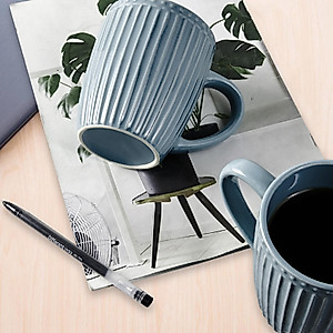 wocaxc Coffee Mugs Set of 6, 12 oz Fluted Coffee Mugs for Men Women, Modern Coffee Mugs with handle for Tea/Latte/Cappuccino/Cocoa.Microwave & Dishwasher Safe,Housewarming Gift (Grey)