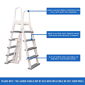 Blue Wave NE1202 Heavy Duty A-Frame Ladder for Above Ground Pools,White/Gray