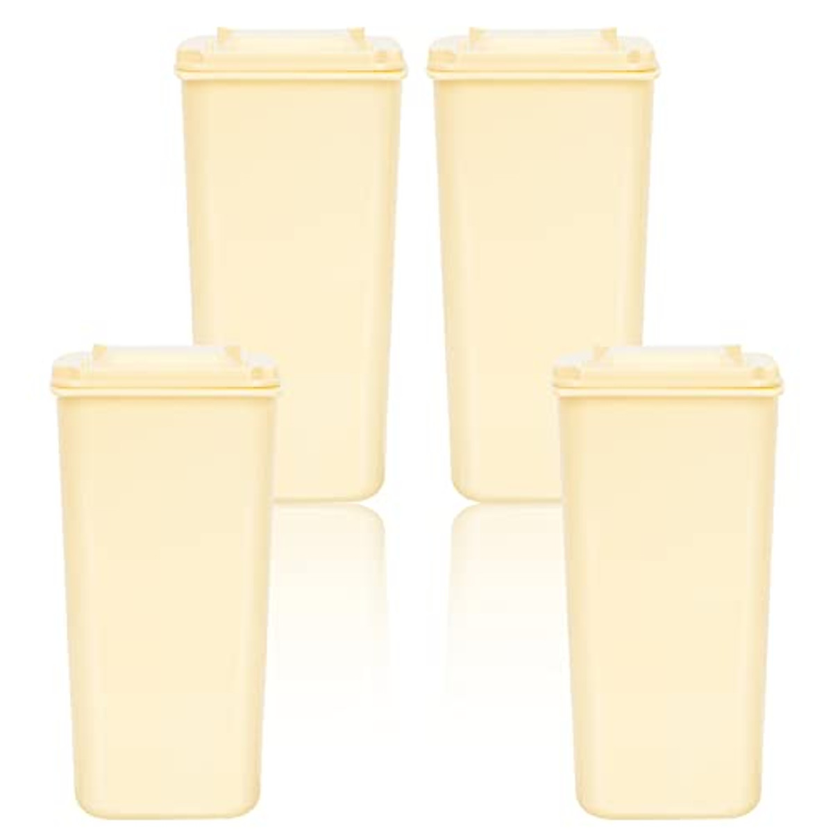 Zerodeko Trash Cans 4pcs Mini Trash Can Desktop Waste Garbage Bin with Lid Wastebasket Countertop Wastebasket Trash Can for Home Office Vanity Tabletop Bedroom Bathroom Yellow Small Trashcan