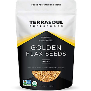 Terrasoul Superfoods Organic Golden Flax Seeds, 2 Lbs - Fiber | Protein | Omega Fats