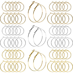 FANMAOUS 60Pcs Hoop Earring Findings Stainless Steel Earrings Beading Round Earrings Hypoallergenic Hoop Earrings Open Beading Hoop for Jewelry Making DIY Crafts Art Creation Girl