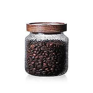 RareCi Glass Storage Jar, Food Storage Container with Airtight Bamboo Wooden Lid, Kitchen Canisters For Tea,Coffee Bean, Sugar, Candy, Cookie, Spice (500ml, 17 Ounce)