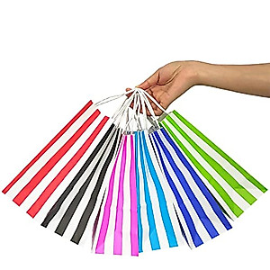 ADIDO EVA 12 PCS Striped Gift Bags Small Red Kraft Paper Bags with Handles for Party Favor Supplies (8.2 x 6 x 3.1 in)