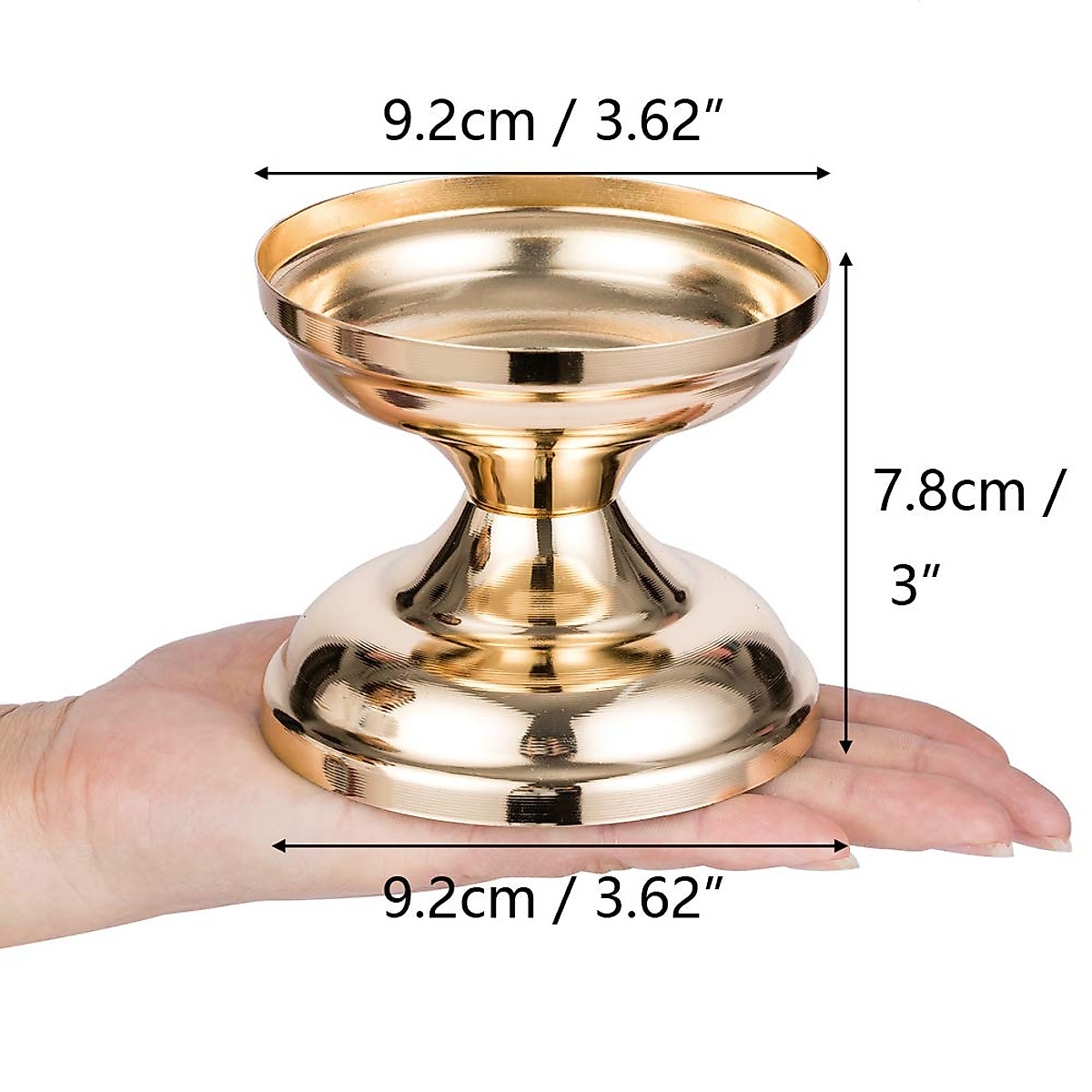 4 Pcs Gold Metal Pillar Candle Holders, Wedding Centerpieces Candlestick Holders for 3" Candles Stand Decoration Ideal for Weddings, Special Events, Parties