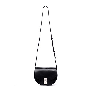 OLD TREND Genuine Leather Bay Clam Crossbody Bag (Black)