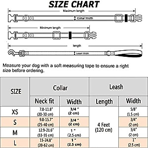 HQYDDMI Dog Collar and Leash Set for Large Dogs, with Floral Print, Soft Comfortable Adjustable Collar for Small Medium Large Dogs, Floral Pattern for Girl Boy Dogs(Set Green Flower,L)