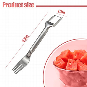 Watermelon Fork Slicer Cutter,2Pcs 2-in-1 Stainless Steel Fruit Cutter,Dual Head Stainless Steel Fruit Forks Slicer for Home Home Kitchen Gadget Party Camping