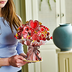 Paper Love HugePop 3D Heart Bouquet Pop Up Card, with Detachable Paper Flower Bouquet, Gift for Birthday, Valentines Day, Anniversary, Thank You, All Occasion - Jumbo 10" x 14" Cards - Includes Envelope and Note
