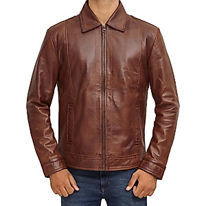 Blingsoul Vintage Style Brown Leather Jacket Men | [1100373] Wick, M