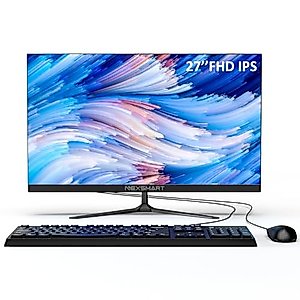 27 Inch All in One Desktop PC Intel Celeron N5095 Desktop Computer 8GB RAM 512GB ROM SSD Full HD IPS Display Computer with Dual WiFi Bluetooth 5.0 Keyboard and Mouse USB3.0