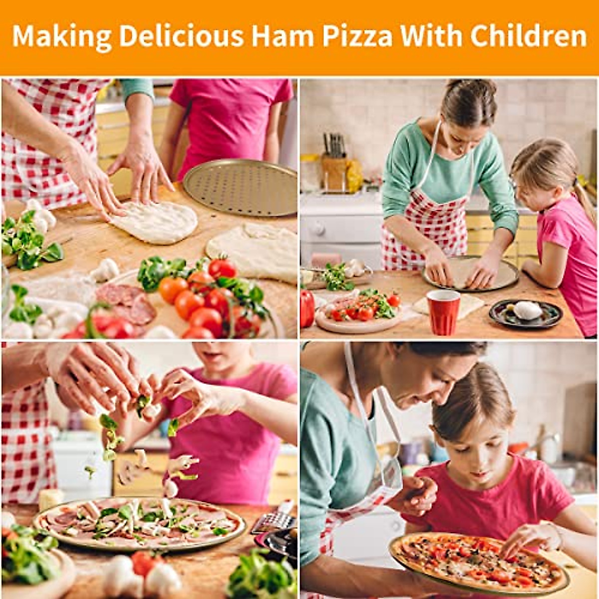 COOKWIN 2 Pack Pizza Pan,Pizza Pan for Oven,12.6 Inch Pizza Baking Pan,Non-Stick Golden Carbon Steel pizza pan with holes,Organosilicon Coated Crisper Pan,Dishwasher Safe