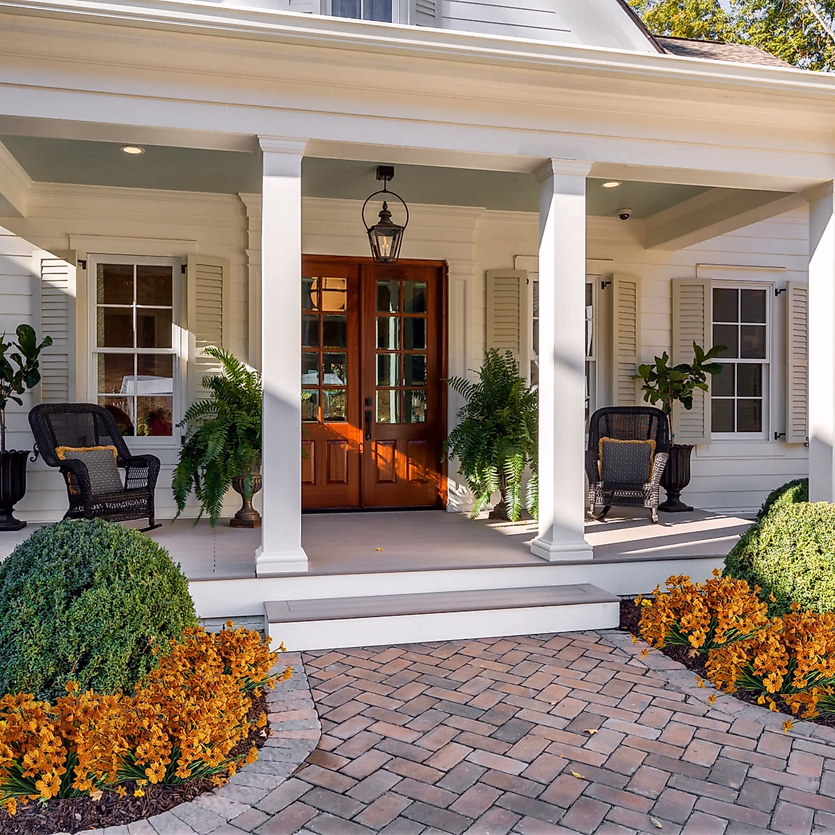 Triarrhena Artificial Flowers 9 Bundles Faux Outdoors Shrubs Hanging No Fade UV Resistant Fake Plants Home Decor Garden Farmhouse (Yellow)