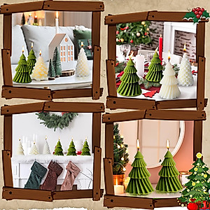 Conelist 6 pcs Christmas Tree Shaped Candles Xmas Wax Scented Candles 3.7 Inch Decorative Christmas Tree Candles Gifts for Xmas Eve Winter Holiday Party New Year Bedroom Room Table Decor, 4 Styles