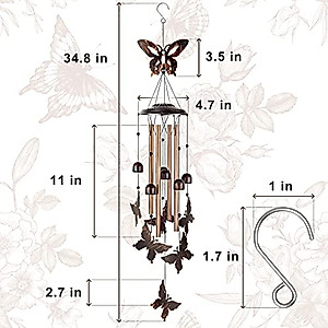 Yiiwinwy Butterfly Wind Chimes Memorial Gifts Wind Chimes for Outside, Deep Tone WindChimes Outdoors Clearance Birthday Festival Gifts for Women Mom Grandma, Home Garden Patio Gallery Decor(Bronze)