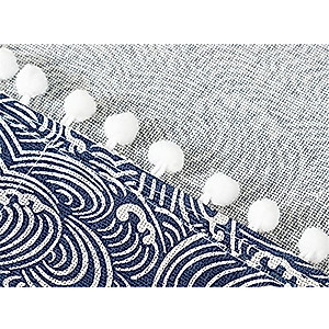 Ammsochy Microwave Oven Cover Dust Oil Proof Cloth with Storage Pockets Cotton Linen Kitchen Toaster Appliance Protector (Cube Scales)