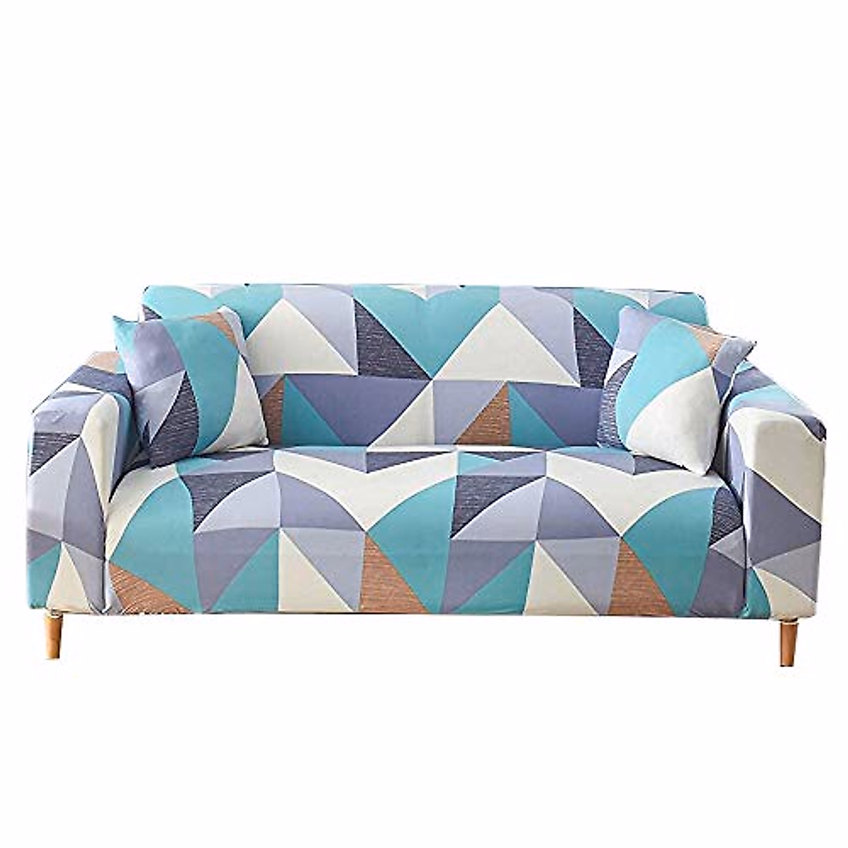 HOOBUY Printed Sofa Cover Stretch Couch Covers Sofa Slipcovers for 4 Cushion Couch with Two Free Pillow Case 07#(4 Seater/Large 3 Seater)