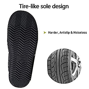 Zizor Men's Comfy Caterpillar Slippers Indoor Outdoor House Shoes, Warm Soft Knit Upper Fuzzy Fleece Lined Memory Foam Sole with Hard Bottom, Black, 11 US