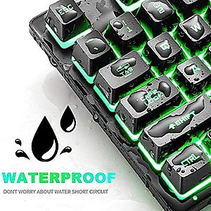 FELICON Wired Gaming Keyboard and Mouse Combo & 10 RGB Mouse Pad Set Waterproof 104 Keys Rainbow Backlight Mechanical Feel Keyboard and Crack Glowing Mouse for Laptop PC Computer Gaming and Work