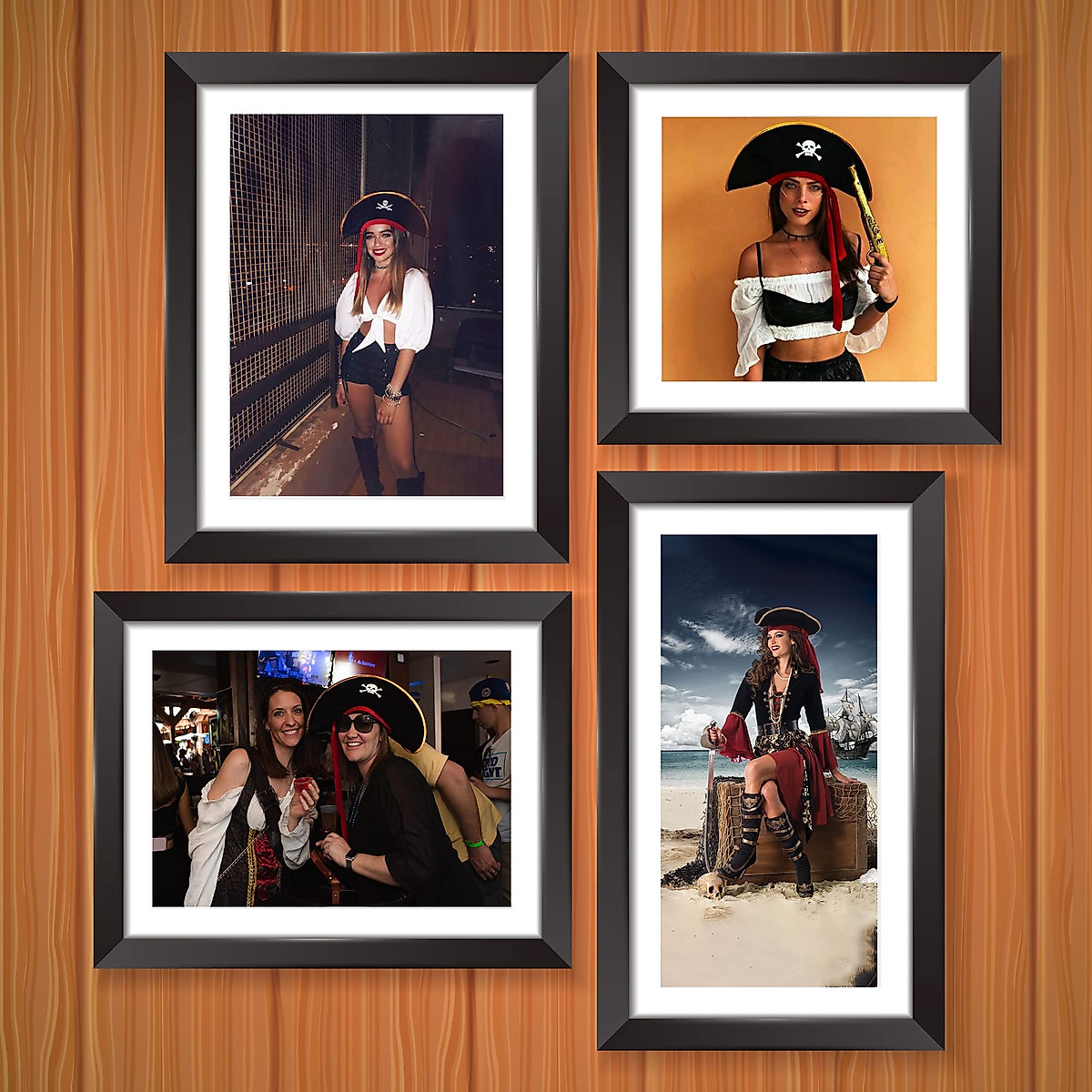 M&G House Halloween Adult and Kid's Party Pirate Hats Caribbean Pirate Hat Cap - 2 Pieces Black