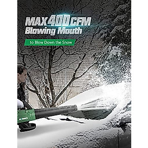 KIMO Cordless Leaf Blower - 400CFM Battery-Powered Blower for Blowing Wet Leaves, Snow Debris and Dust, 20V Electric Leaf Blower with Battery ＆ Charger for Lawn Care Garden Yard Work Around The House