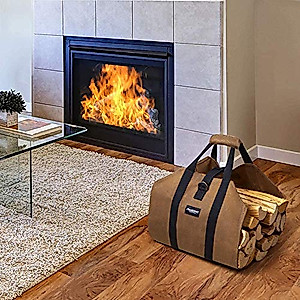Amagabeli 5ft Firewood Log Rack with Cover Combo Set Waterproof Outdoor Log Holder Fireplace Carrier Waxed Firewood Canvas Log Carrier Tote Bag Outdoor