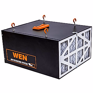 WEN 3410 3-Speed Remote-Controlled Air Filtration System (300/350/400 CFM), Basic w/ RF Remote (400 CFM) , Black