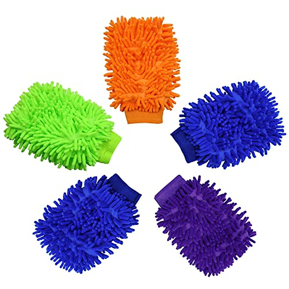 Chihutown 5 Pack Premium Chenille Microfiber Wash Glove, Double Sided Scratch-Free Car Wash Mitt, Soft Car Wash Sponge, Microfiber Wash Mitt for Car Cleaning