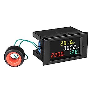 NOYITO AC 40-300V 100A Multi-Function Color Digital Meter Display Four Parameters AC Voltage AC Current Power Electric Energy Meter with Power-Down Memory Function