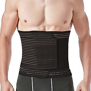 Abdominal Binder for Post Surgery & Postpartum Recovery, Abdomen Hernia Support Belt for Women & Men (Black, X-Large)