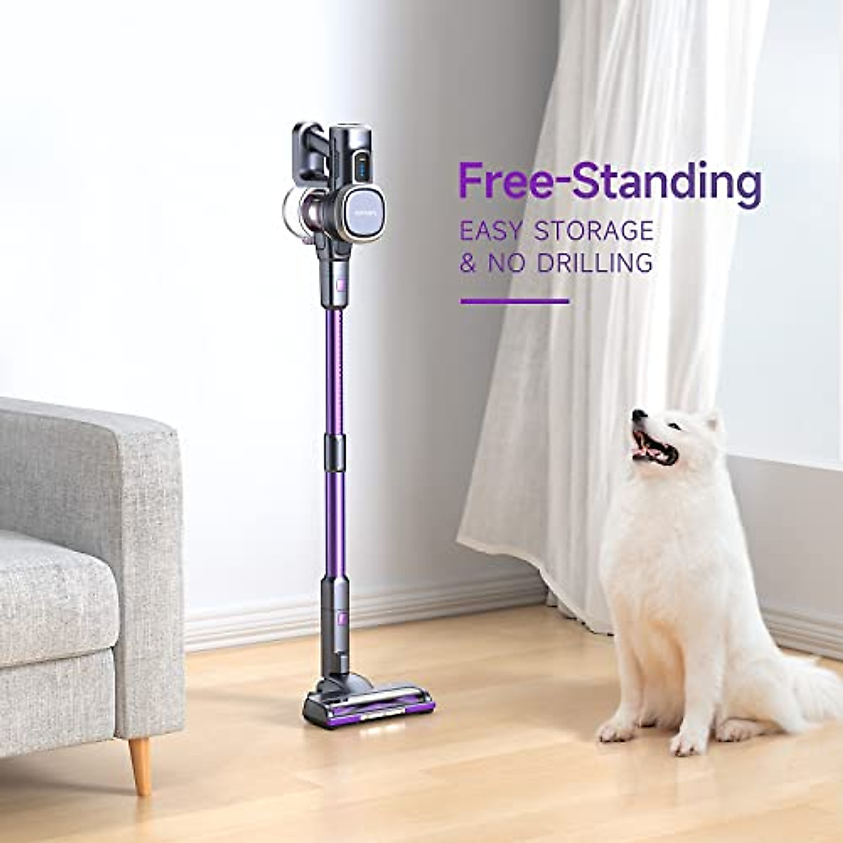 Lubluelu Cordless Vacuum Cleaner, 25Kpa Powerful Cordless Stick Vacuum with Self-Standing,50Mins Long Runtime, Lightweight Handheld Quiet Vacuum Cordless for Pet Hair, Carpet & Hardwood Floor