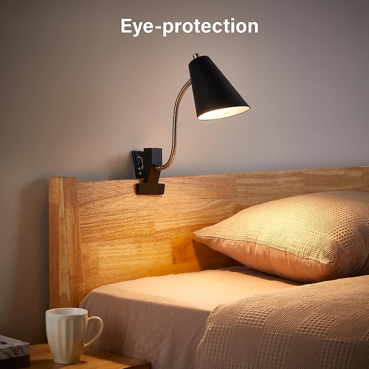 ONEXT LED Clip on Table Lamp with 1 USB Charging Port, Adjustable Neck, On/Off Switch, Modern Desk Lamp for Reading, Working, Studying, Gentle Warm White Light, Eye Protect