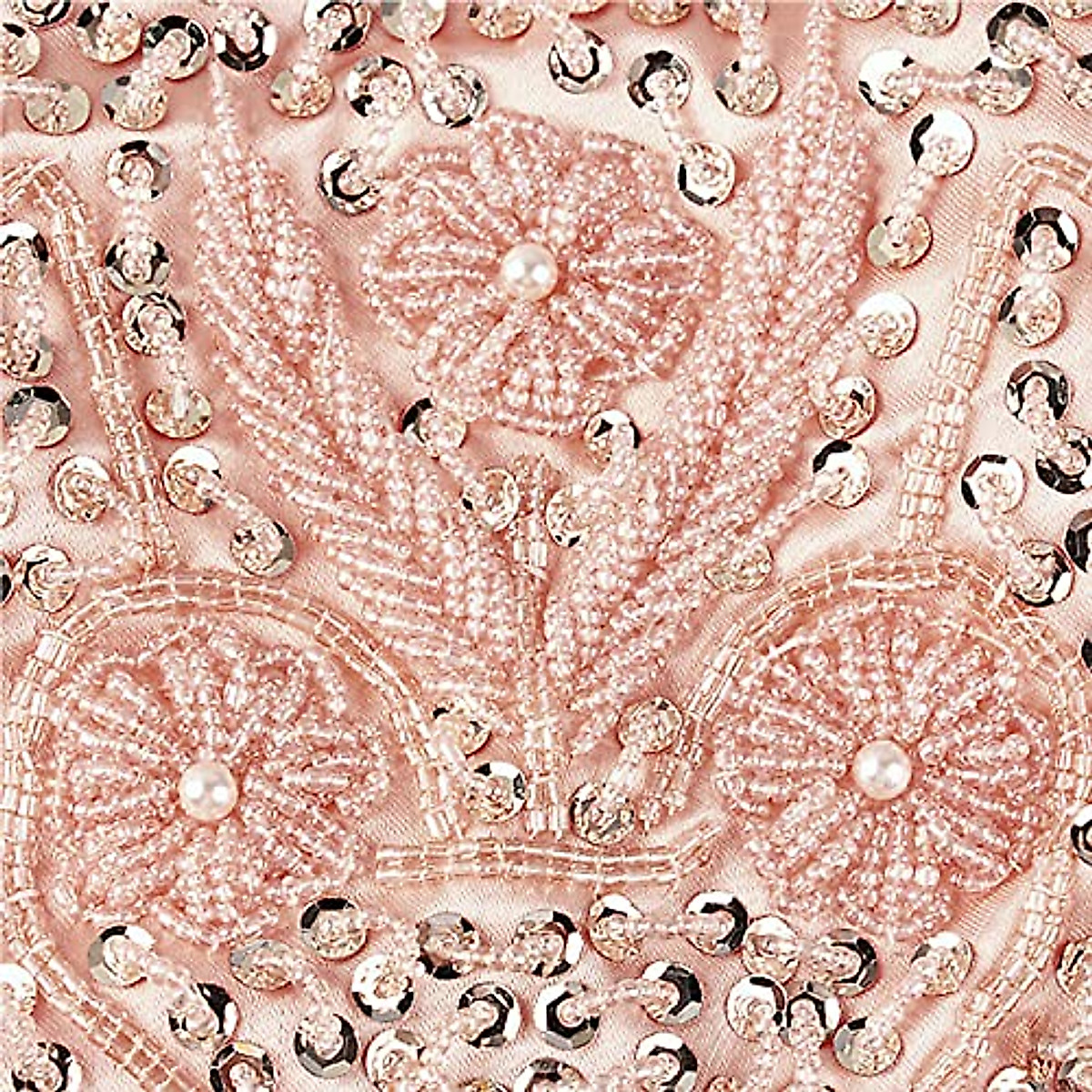 Noble Beaded Sequin Flower Evening Purse Large Clutch Bag Handbag for Women (Champagne)