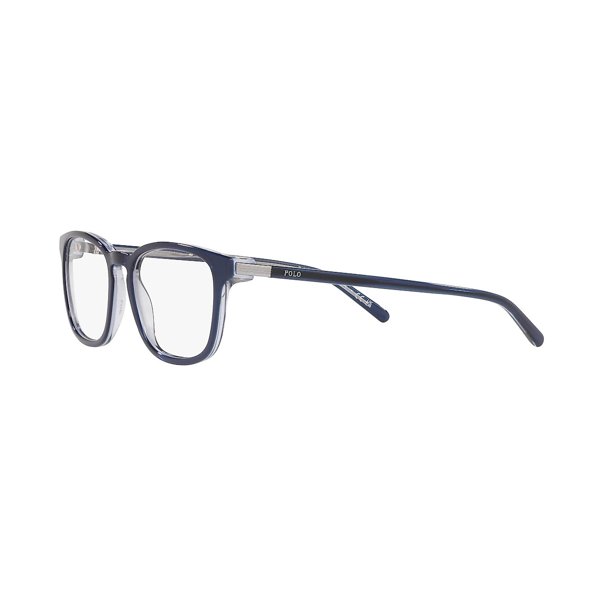 Polo Ralph Lauren Men's PH2117 Rectangular Prescription Eyewear Frames, Shiny Transparent Blue/Demo Lens, 54 mm