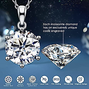 Gifts for Women Wife Gifts Anniversary, Diamond Necklace for Wife 1CT-4CT Moissanite Necklace Gift for Her Mothers Day Gifts for Mom Wife Women Jewelry Gifts, Birthday Christmas Day Gifts Valentine's Day for Her (3CT)