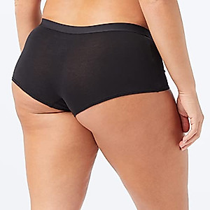 Amazon Essentials Women's Cotton Boyshort Underwear (Available in Plus Size), Pack of 5, Black, Small