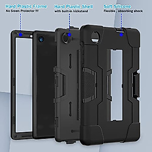 TCL Tab 8 LE Case for Kids 9137W,YLDZSH for TCL Tab 8 WiFi Tablet Case 9132X Soft Silicone Hard Back Hybrid Case for TCL Tab 8 Tablet (Black)