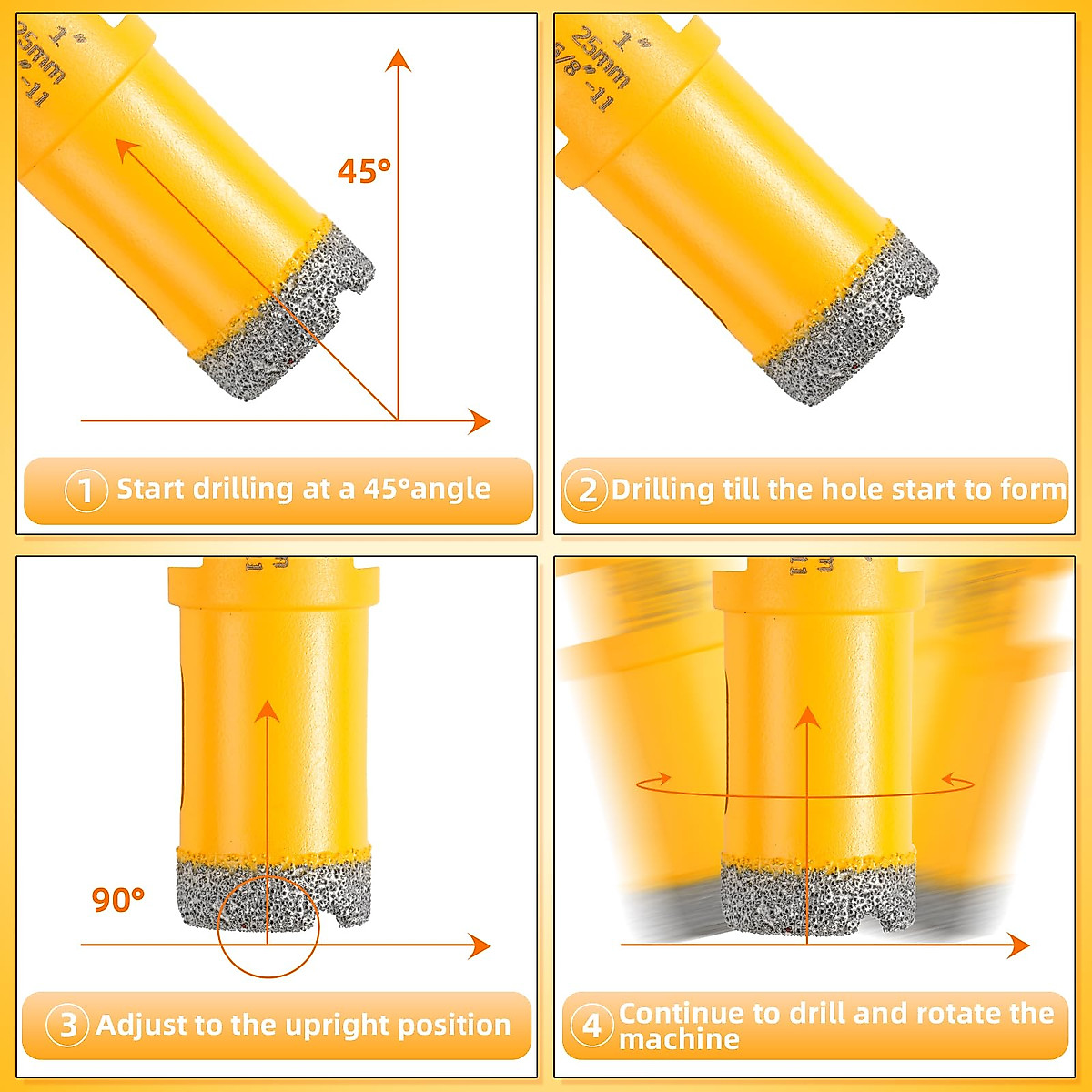 HASFER 13Pcs Diamond Core Drill Bits Set,Vacuum Brazed Hole Saw Kit 5/8"-11 Thread for Marble Ceramic Porcelain Tile Tools Kit