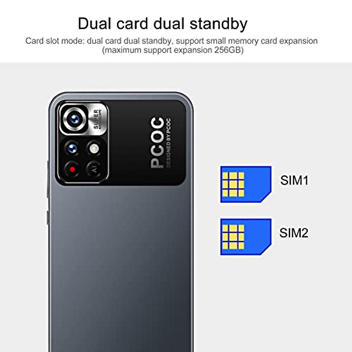 6.1 Inch Screen Smart Phone, Black Stylish Appearance M4 Pro Phone Ultra Thin for Daily Life (US Plug)